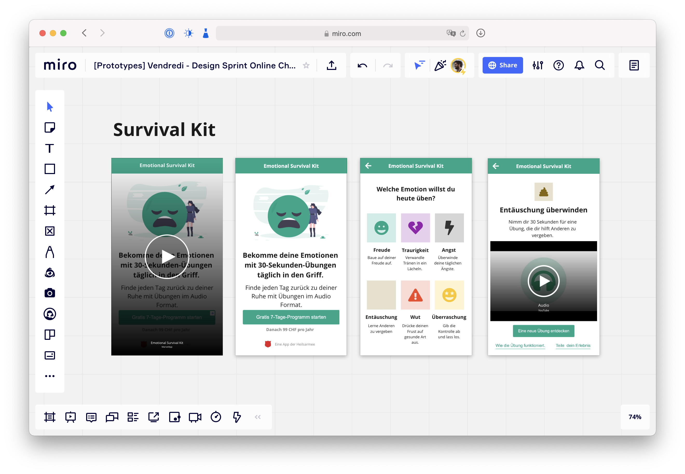 Create interactive wireframes directly in Miro